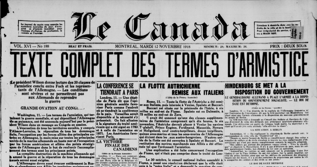 Le Canada et la Grande Guerre : les nouvelles du front - Le Québec et ...